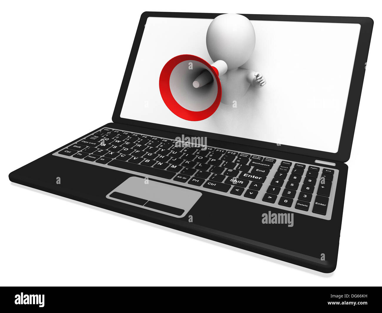 Laptop Loud Hailer Showing Internet Announcements Messages Or ...