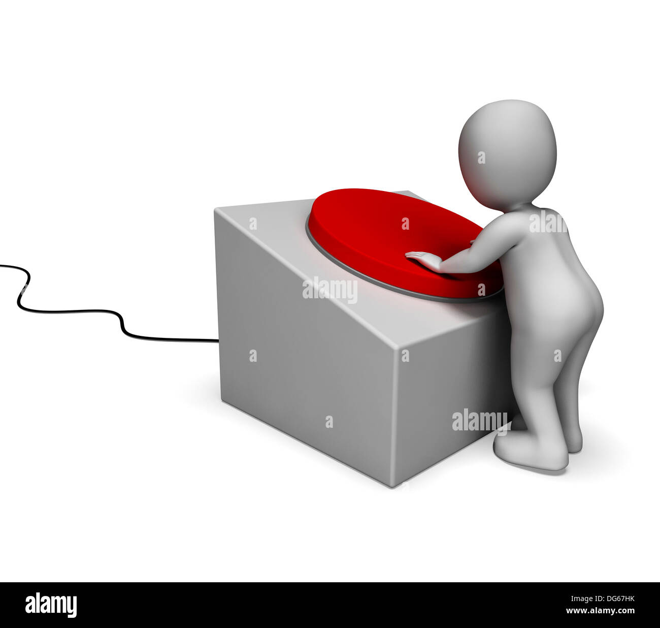 Man Pushing Red Button Showing Controlling Or Panic Stock Photo - Alamy