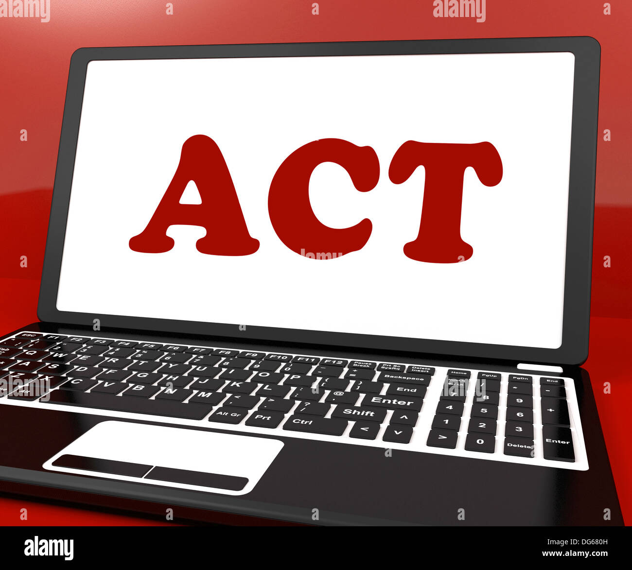 Act On Laptop Showing Motivate Inspire Or Performing Stock Photo - Alamy