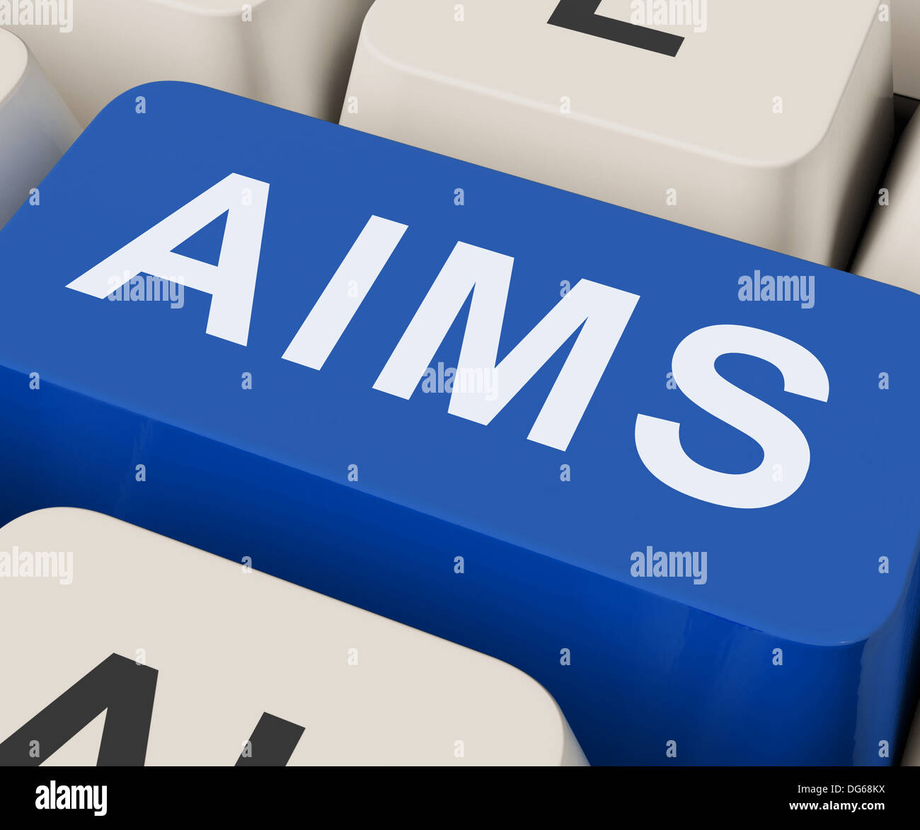 Aims Key Showing Goals Purpose And Aspirations Stock Photo - Alamy