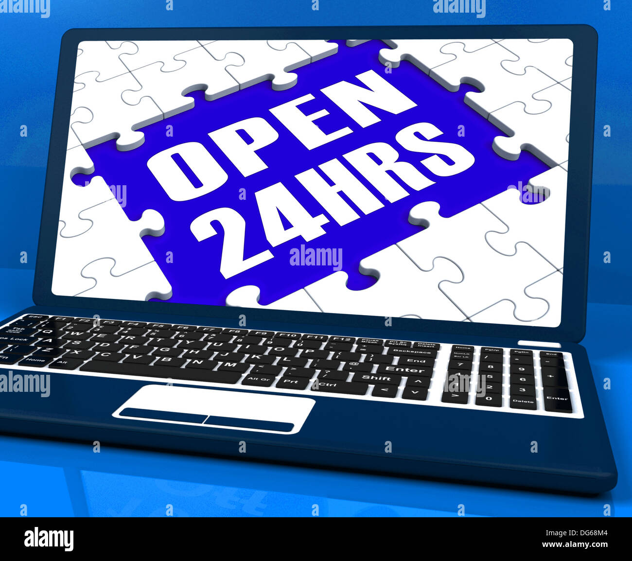 Open 24 Hours Laptop Showing All Day Service On Internet Stock Photo ...