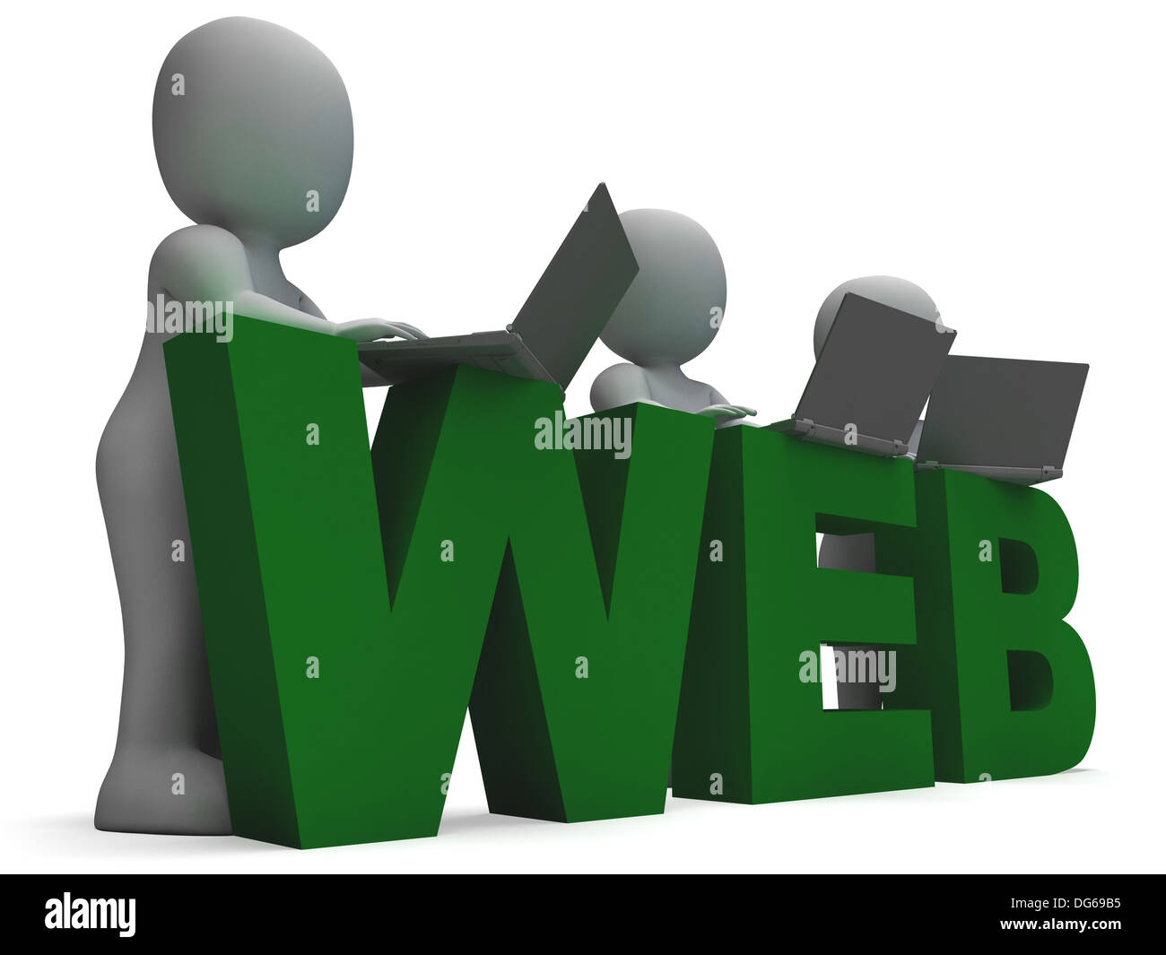 Web Word 3d Character Shows World Wide Web Stock Photo - Alamy