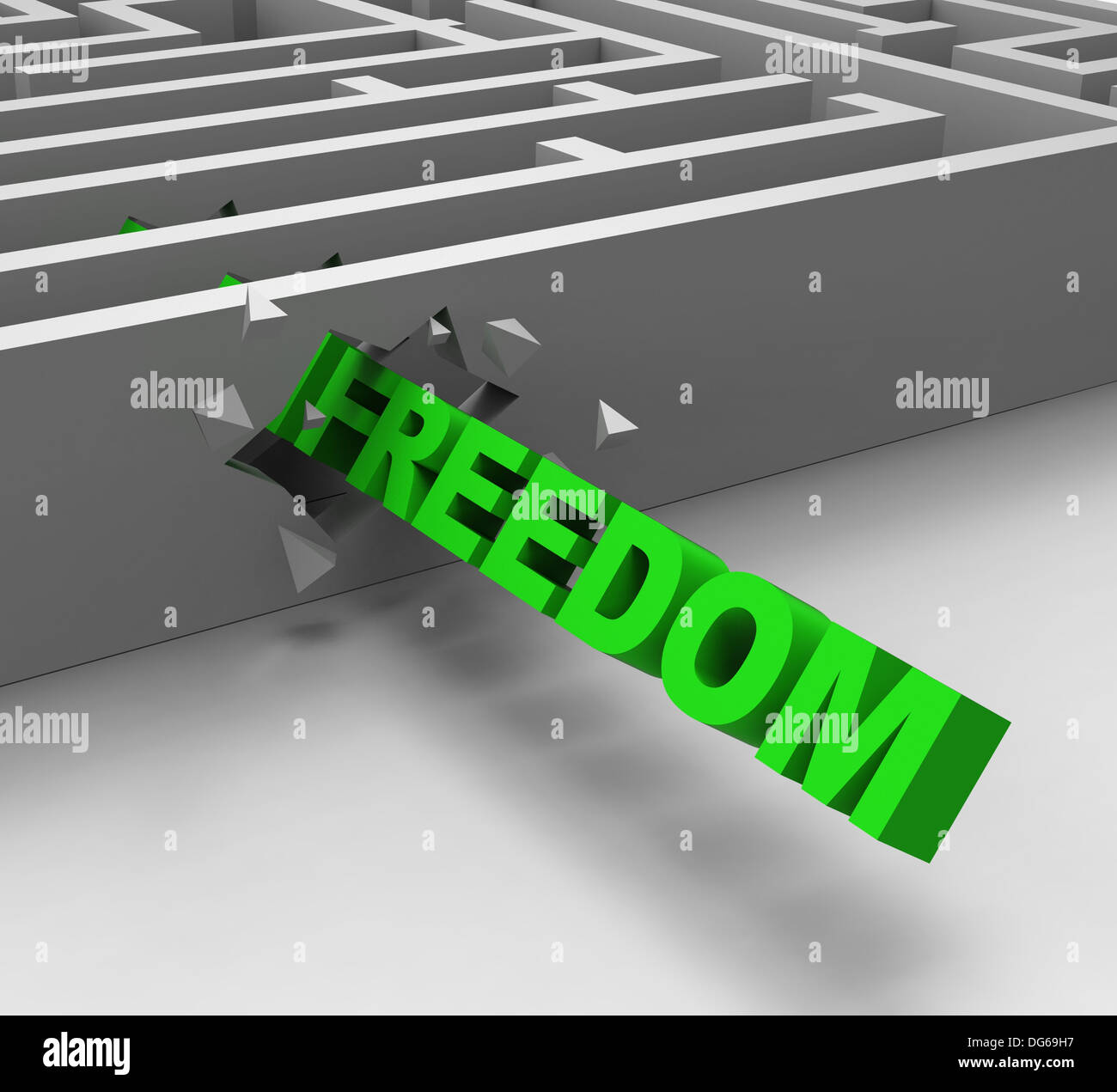 Freedom From Maze Shows Liberty Or Escape Stock Photo - Alamy