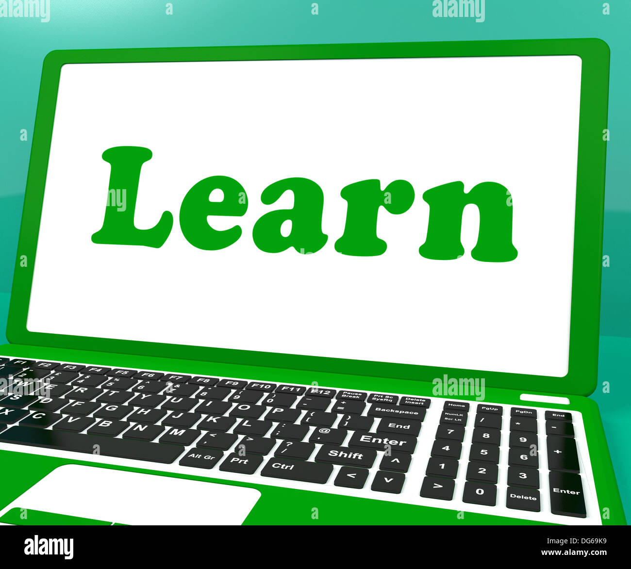 Learn Laptop Showing Web Learning Or Studying Stock Photo - Alamy