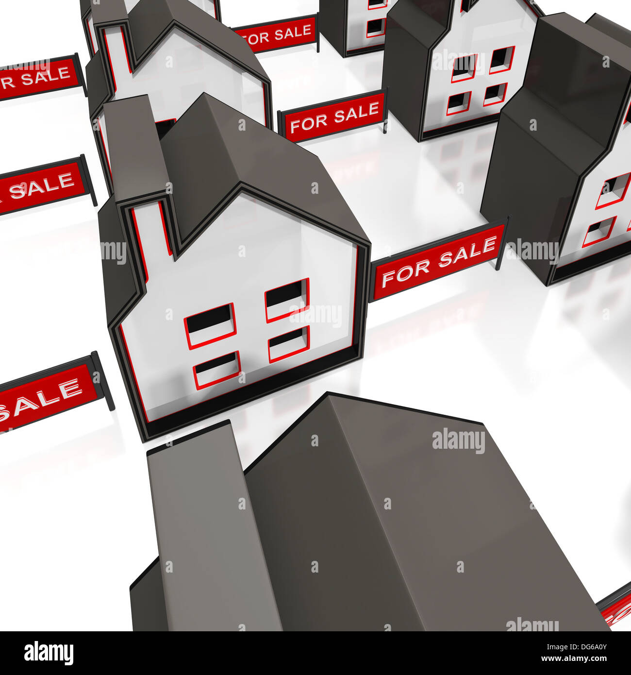 For Sale Sign On Houses Shows Selling Property Stock Photo - Alamy