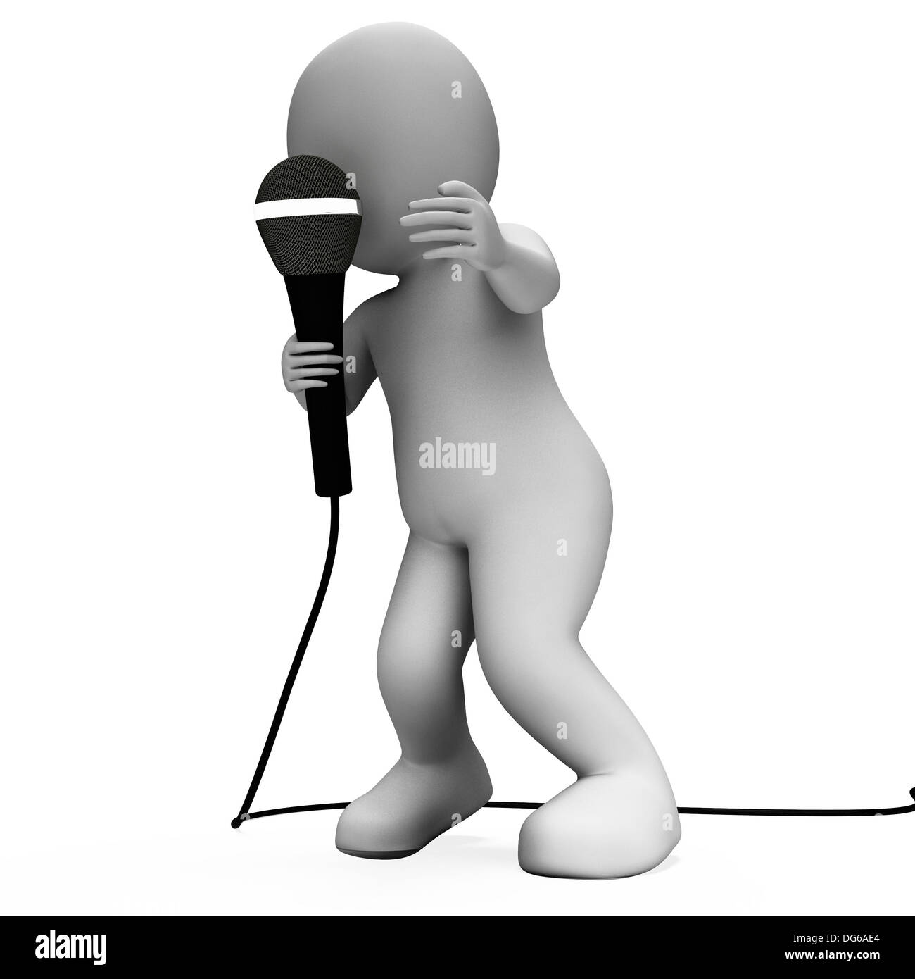 Singer Character With Mic Showing Singing Songs Or Talent Concert Stock ...