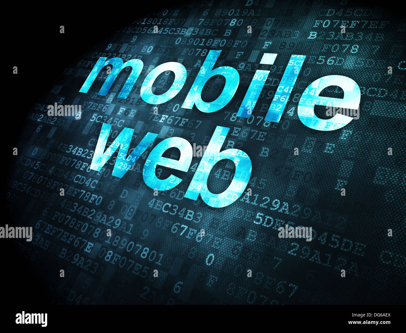 SEO web development concept: Mobile Web on digital background Stock Photo - Alamy