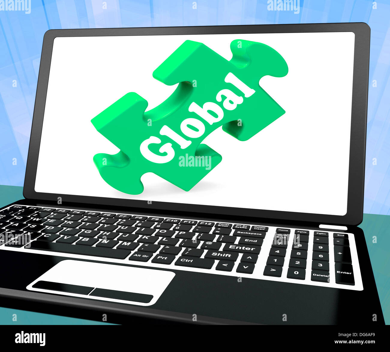 Global Laptop Showing Worldwide International Globalization Connection ...