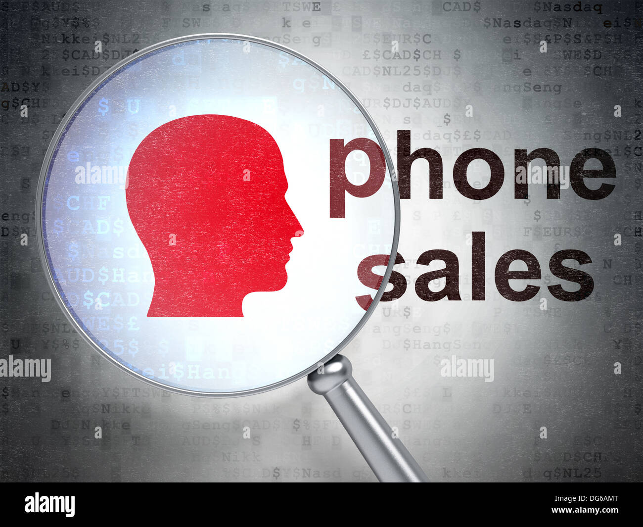 Advertising concept: Head and Phone Sales with optical glass Stock ...