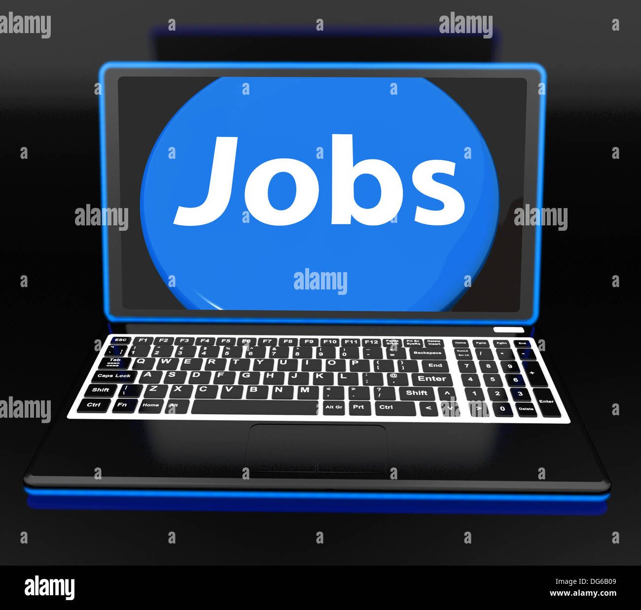 Jobs On Laptop Showing Unemployment Jobless Or Hiring Online Stock ...