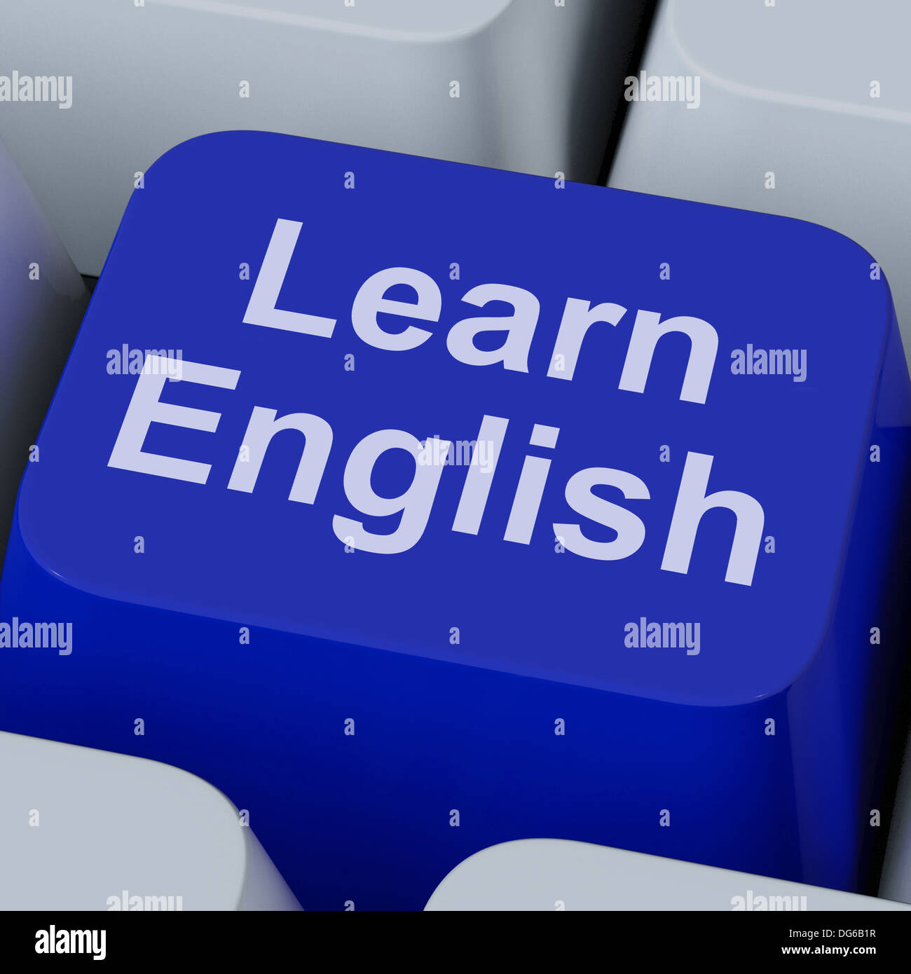 Learn English Key Showing Studying Language Online Stock Photo - Alamy