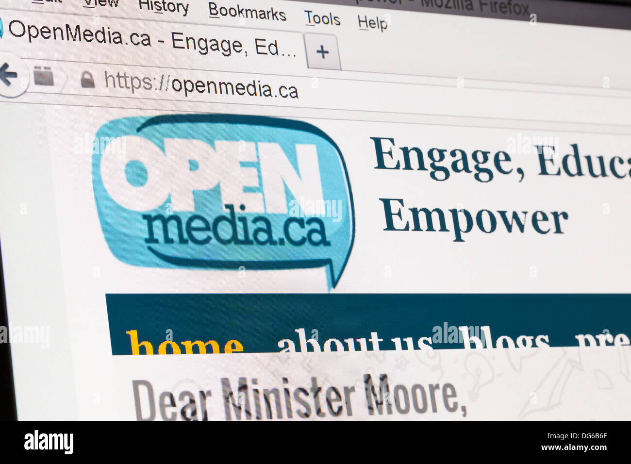 Screenshot of the open media homepage Stock Photo - Alamy
