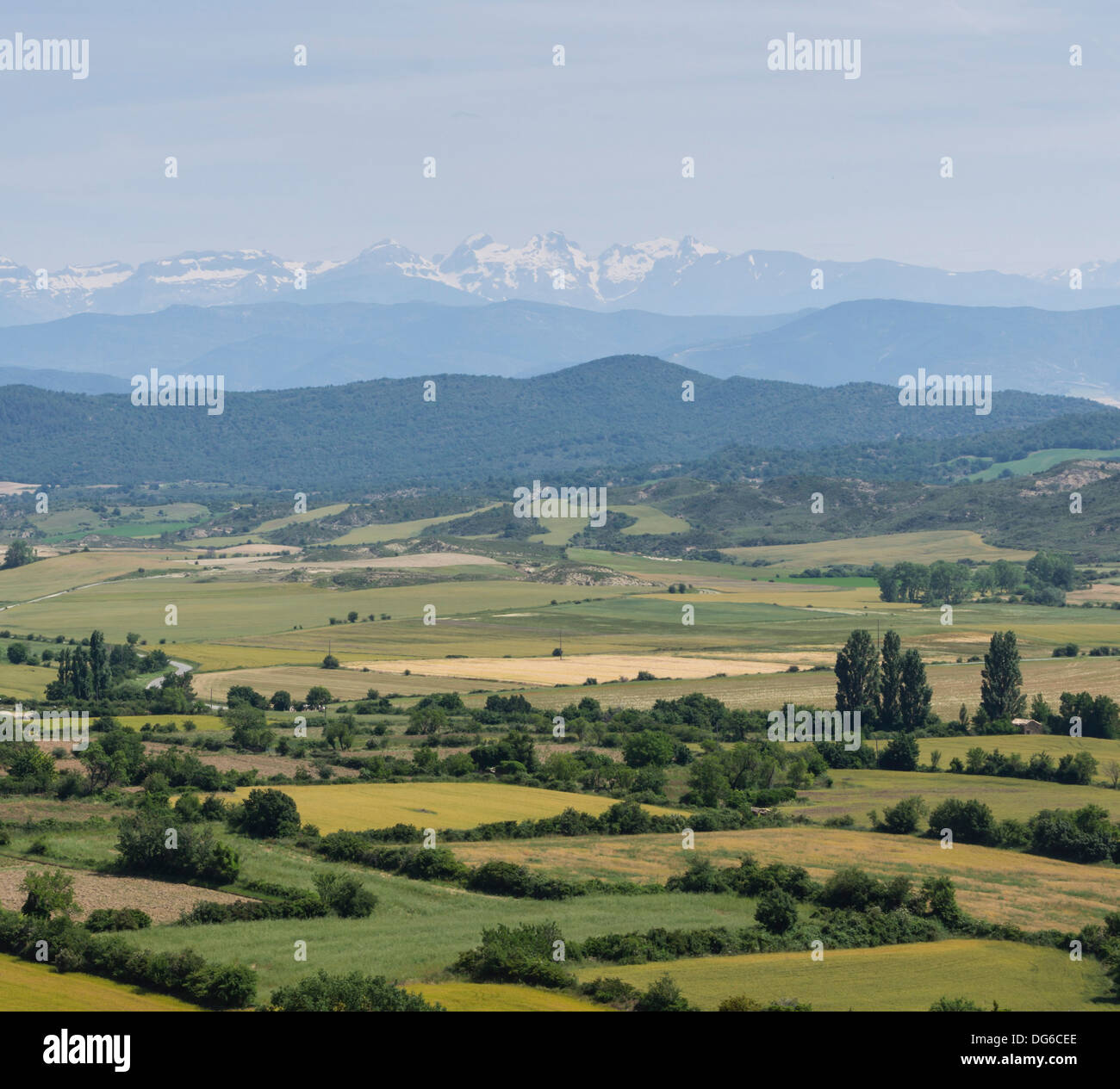 North-West Spain - landscape looking to the Pyrenees in the north, from ...