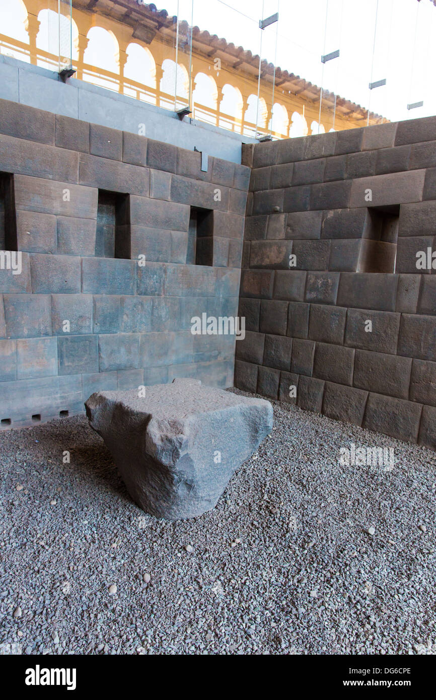 Polygonal masonry Inca brick. Coricancha,Peru, South America. Church of ...