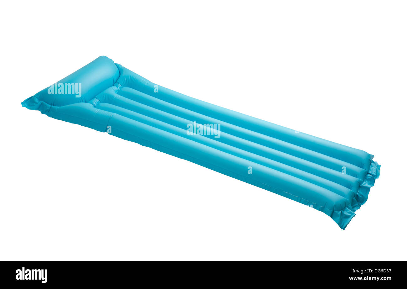 Blue floating pool raft isolated on white background Stock Photo - Alamy