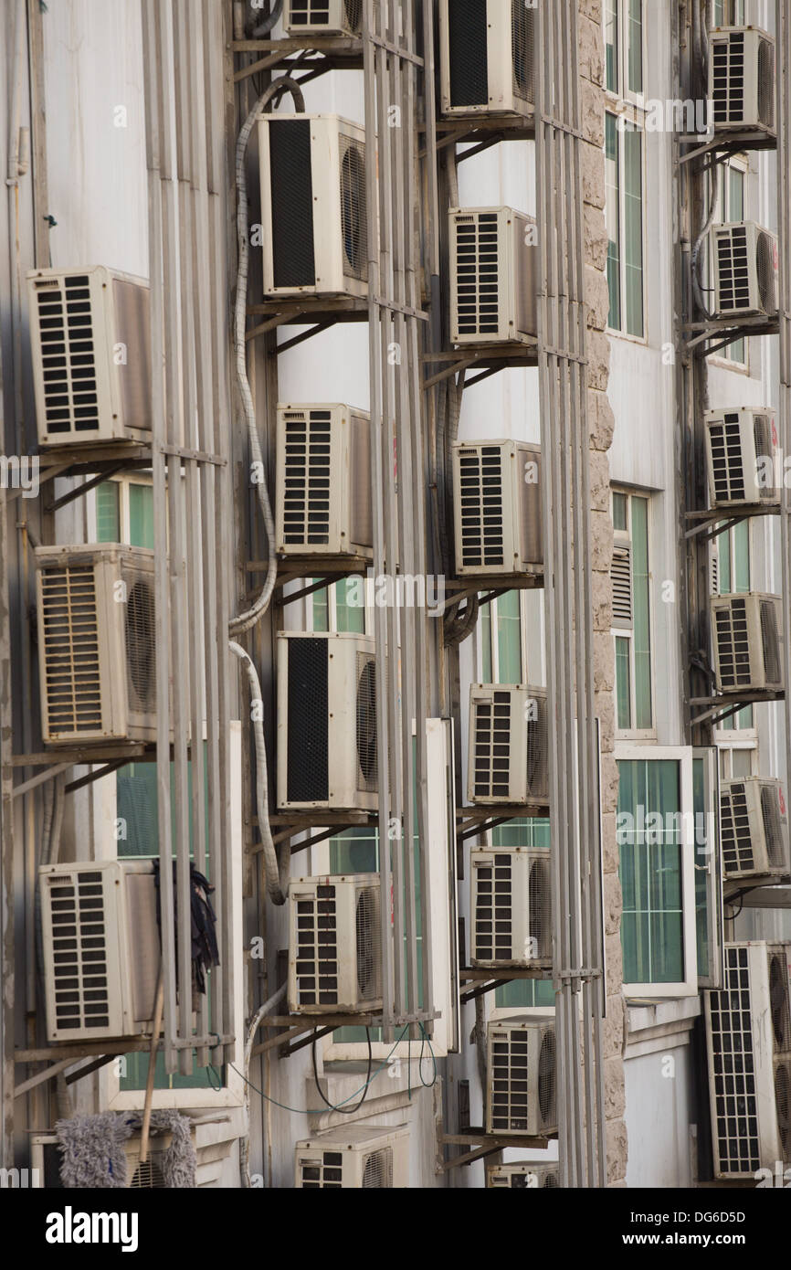 Air conditioning units at the back of a building hi-res stock ...