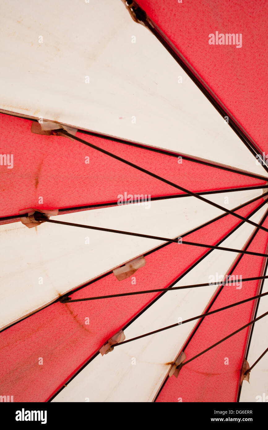 umbrella, texture white and red of canvas umbrella with core Stock ...