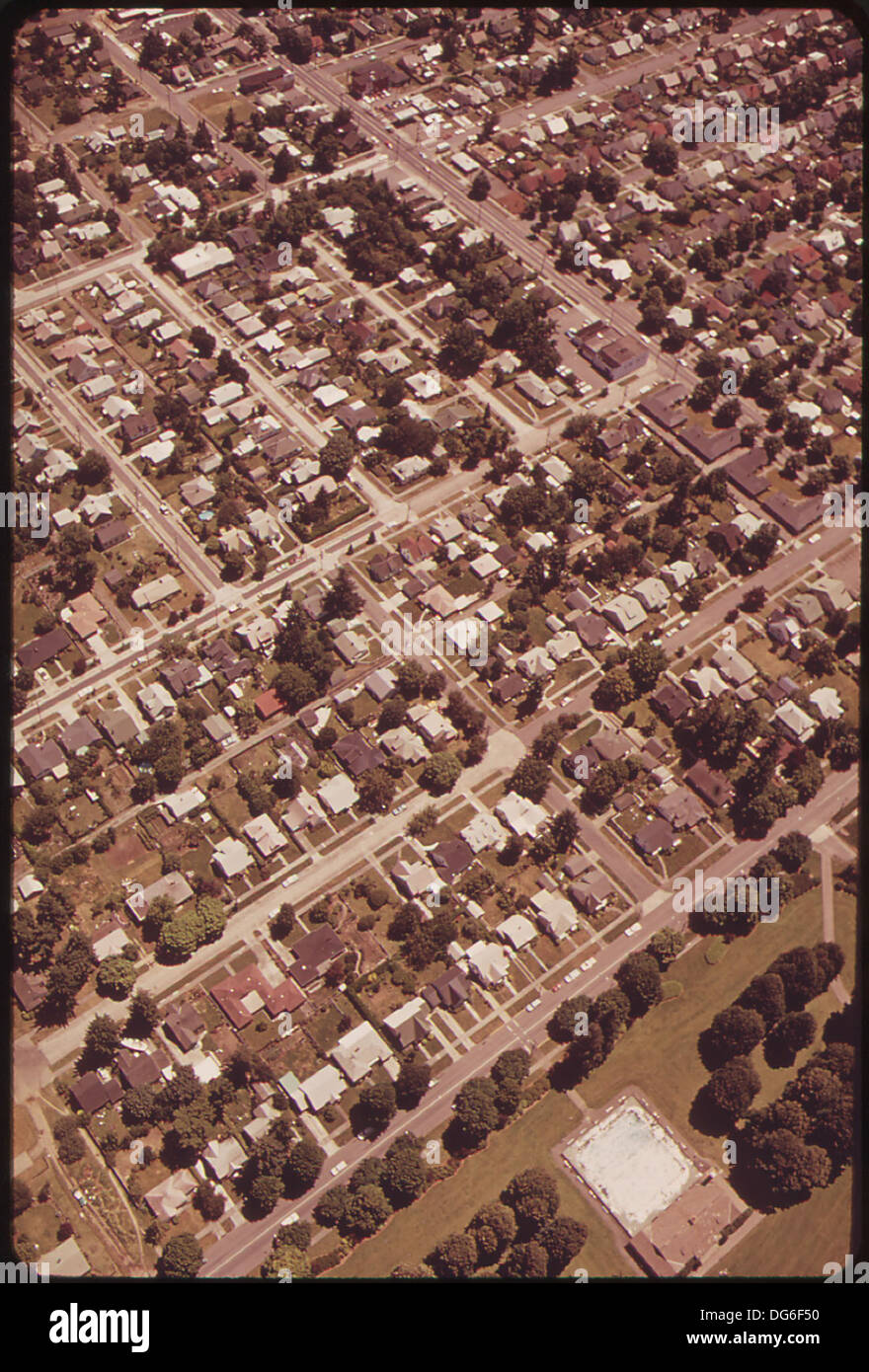 This image shows a residential area in Portland, Oregon, capturing the ...