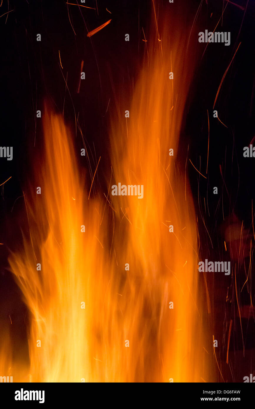 Fire flames background at night Stock Photo - Alamy