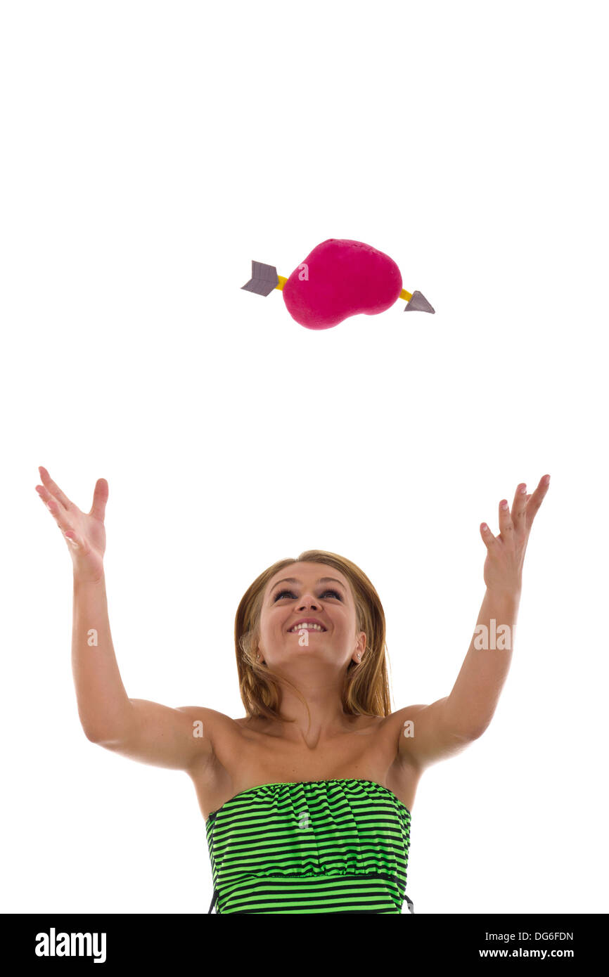 girl throwing heart Stock Photo - Alamy