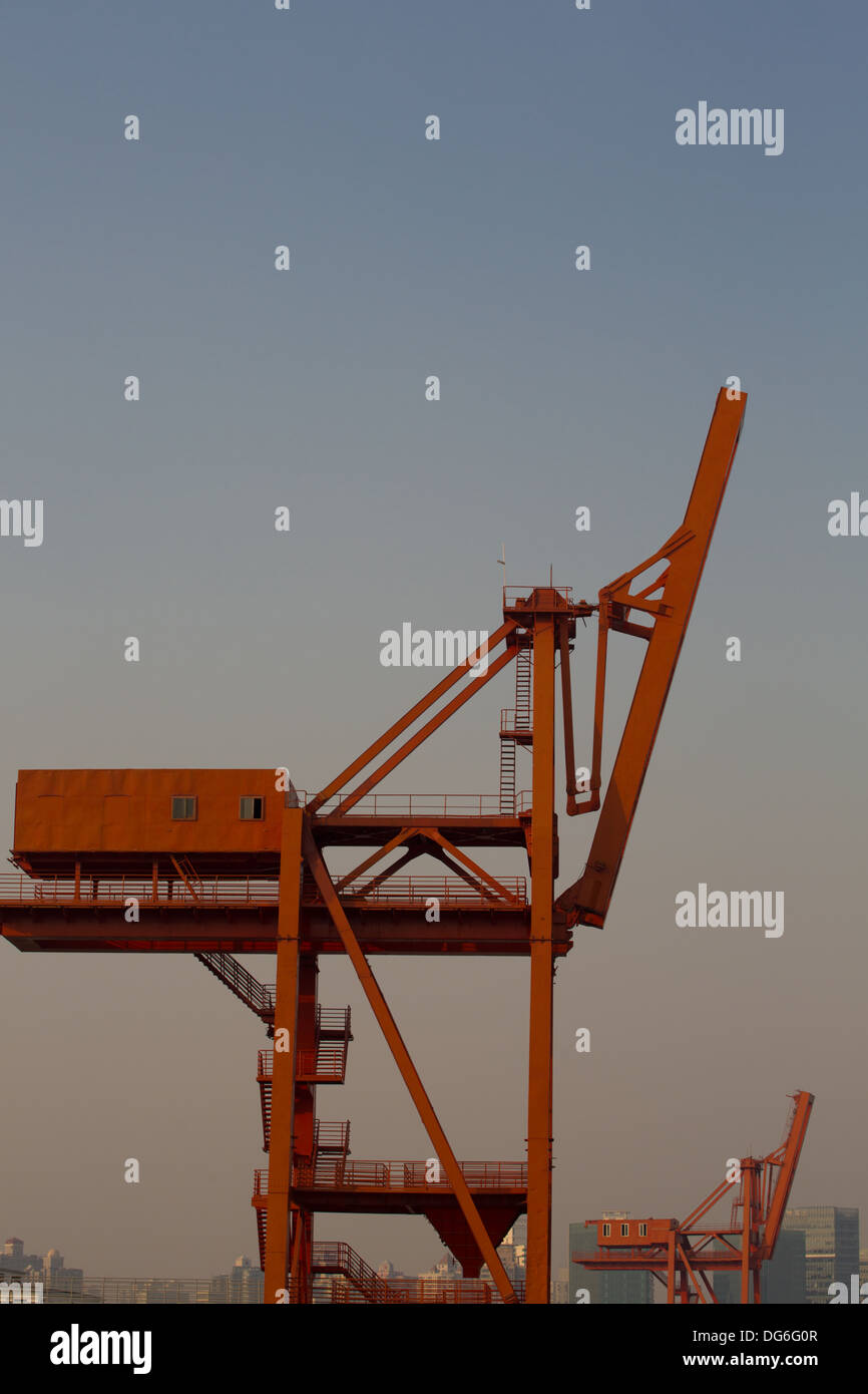 The harbor of shanghai on the Huangpu river with late afternoon morning ...