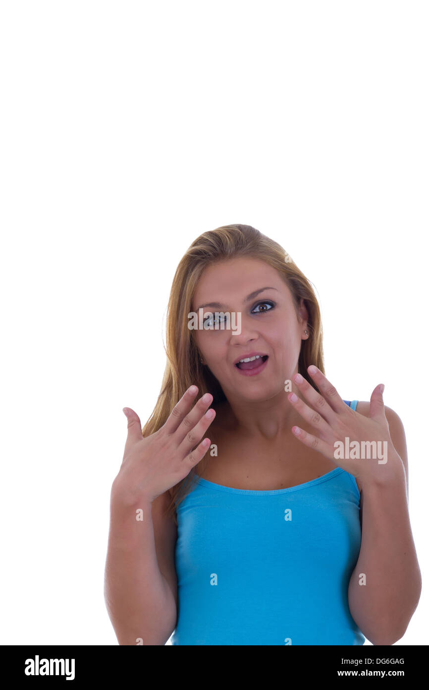 Surprised teen girl long hi-res stock photography and images - Alamy