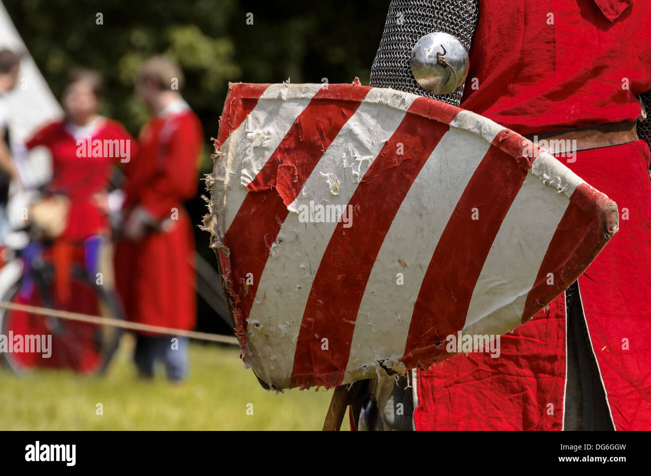 Damaged shield of medieval knight Stock Photo - Alamy
