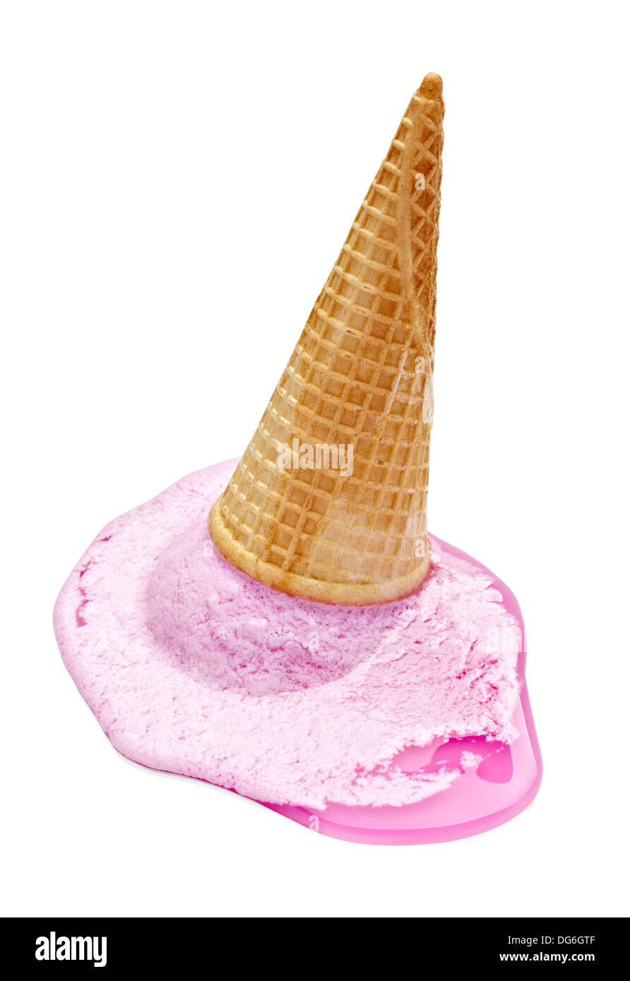 close up of a melting ice cream on white background with clipping path ...