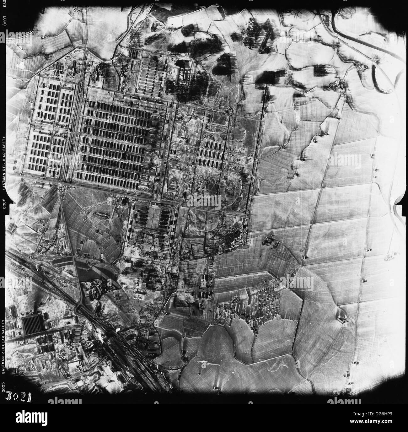 This image shows the Birkenau Extermination Camp, part of the Auschwitz ...