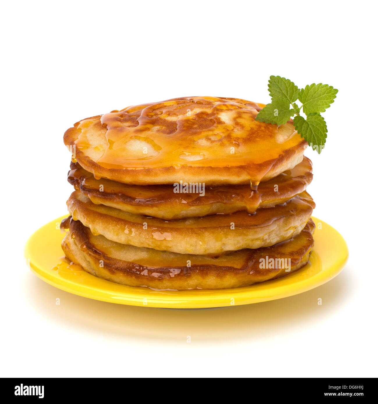 Pancakes stack on white background Stock Photo - Alamy