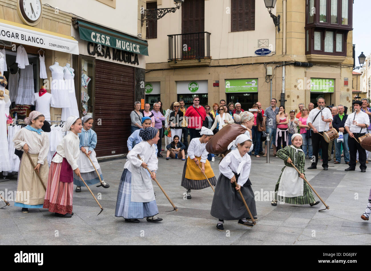 Girls do Basque hoeing and planting folk dance in San Sebastian ...