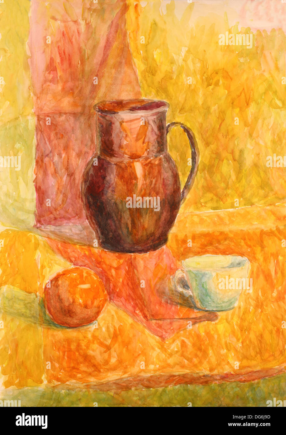 Watercolor still life with drapery Stock Photo - Alamy