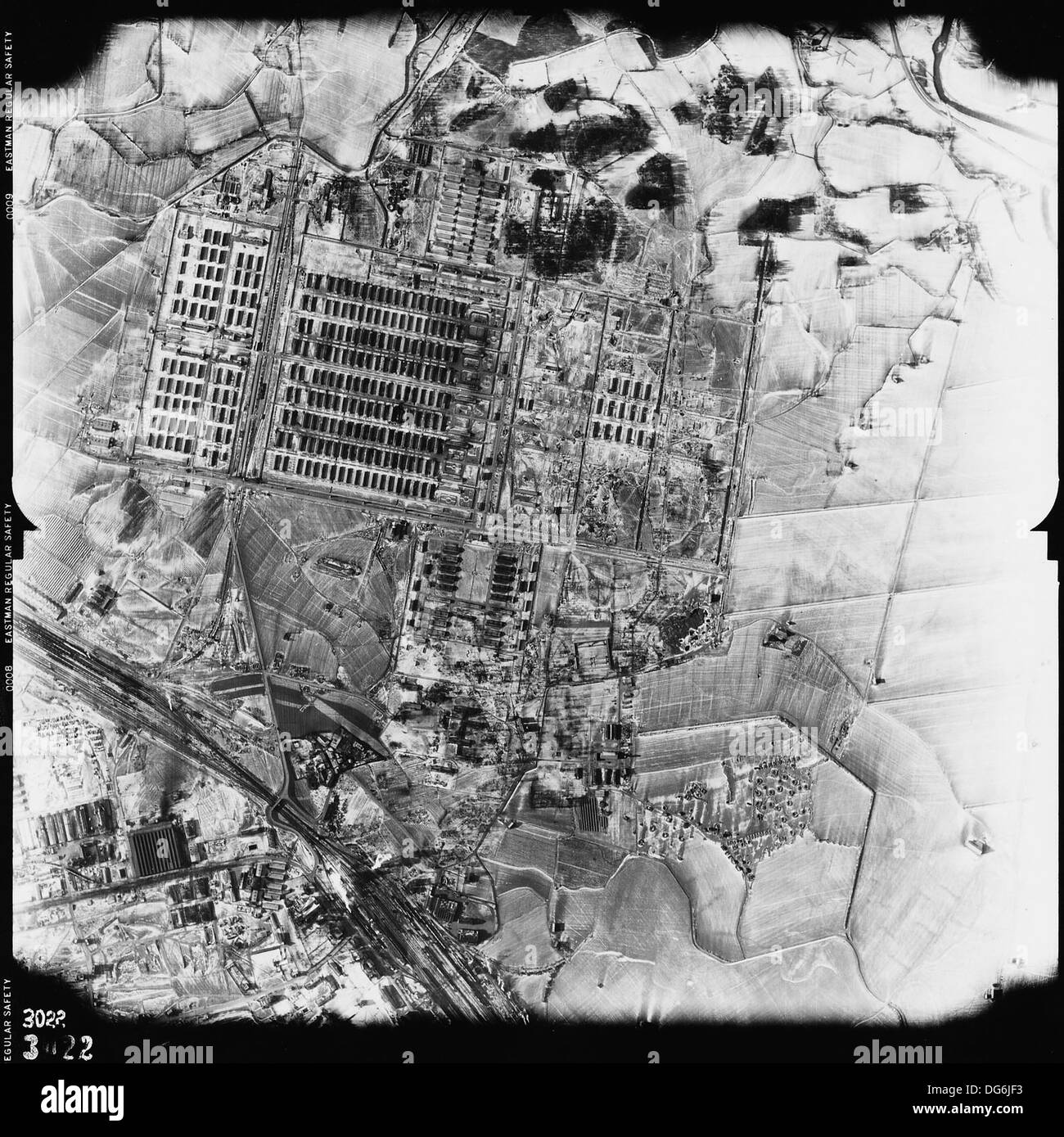 The image shows Birkenau Extermination Camp, a site of mass atrocities ...