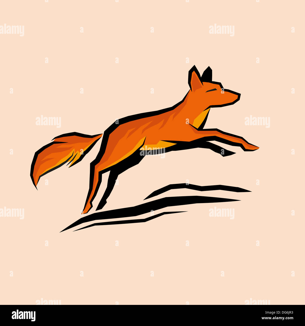 Jumping Orange Fox vector illustration Stock Photo - Alamy