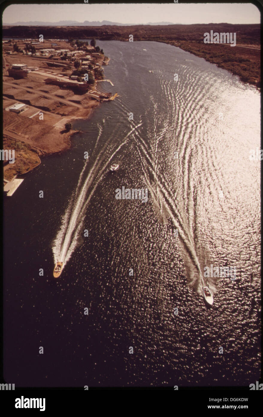 Boating activity on the Colorado River below Parker Dam, illustrating ...