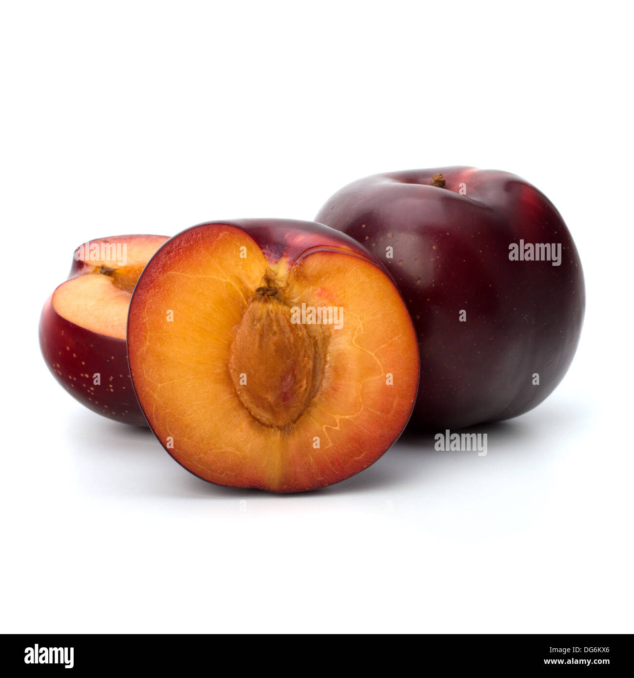 Red plum fruit isolated on white background Stock Photo - Alamy
