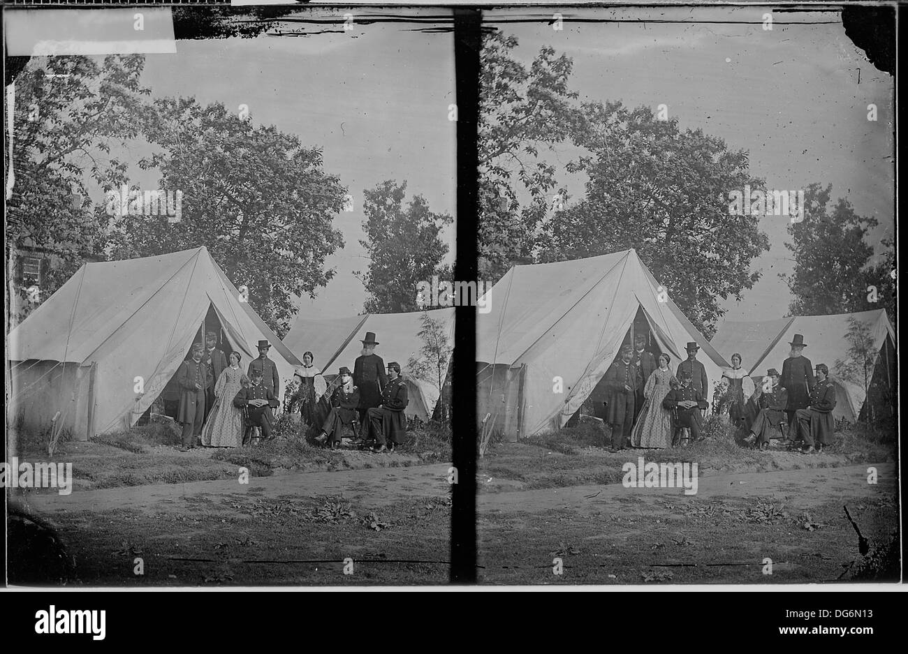 This image depicts a camp scene, showing a landscape commonly ...