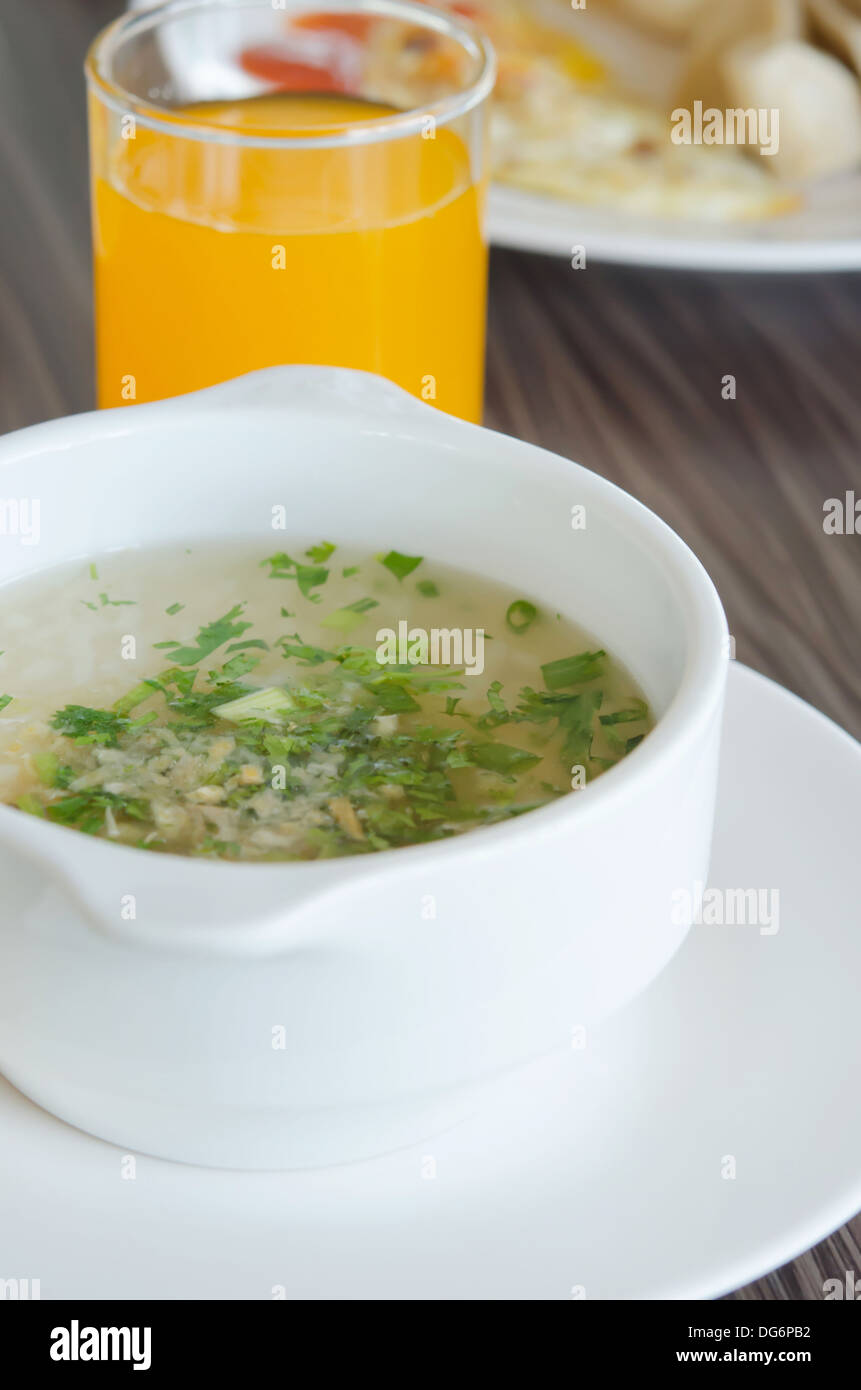 Rice soup with mince pork and vegetable Stock Photo - Alamy