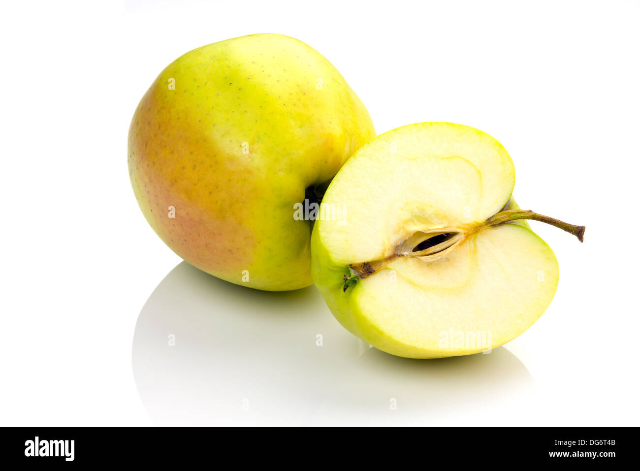 whole and sliced apples on a white background Stock Photo - Alamy