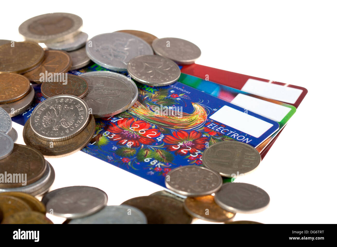 credit cards and coins Stock Photo - Alamy