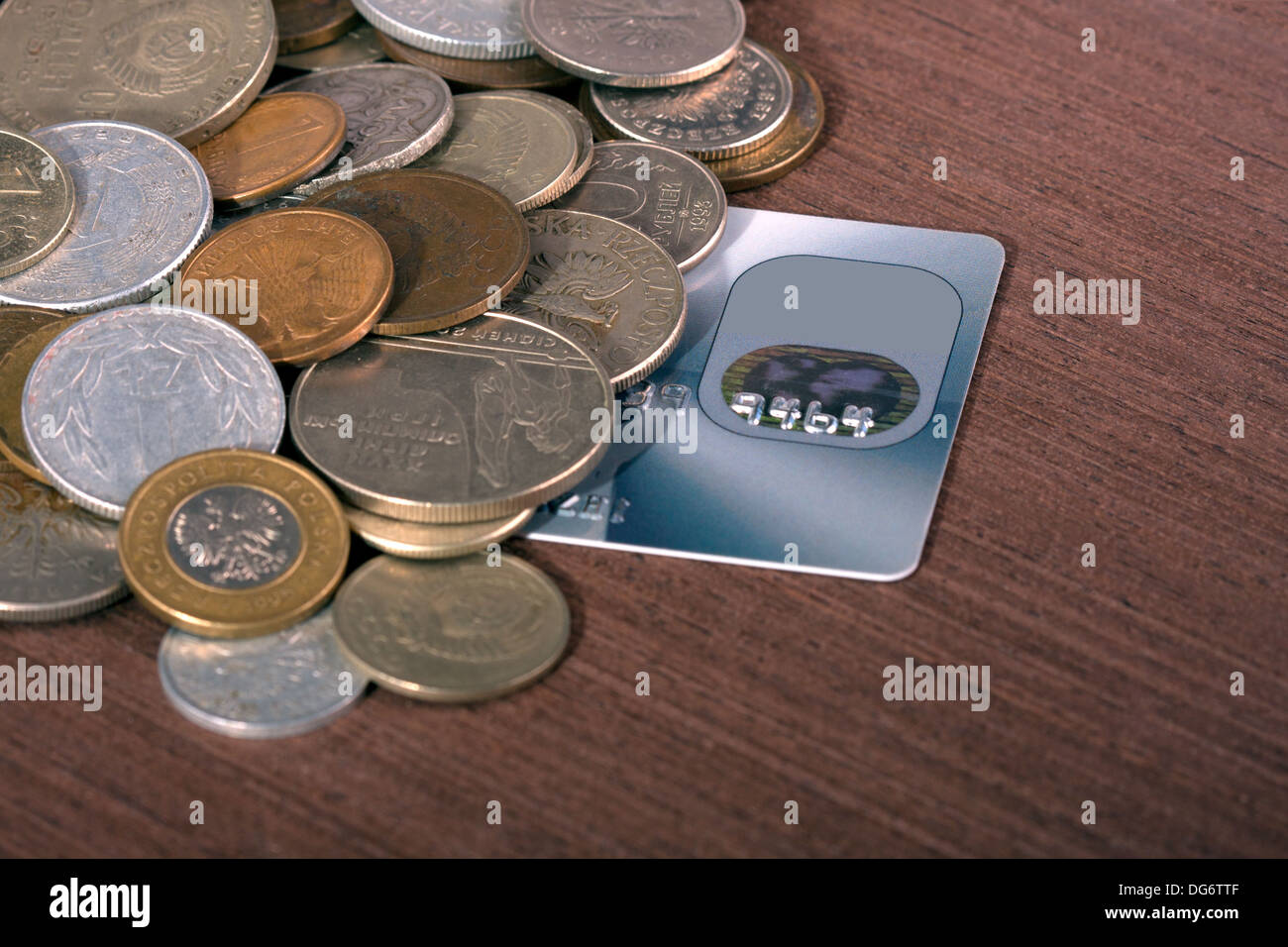 credit cards and coins Stock Photo - Alamy