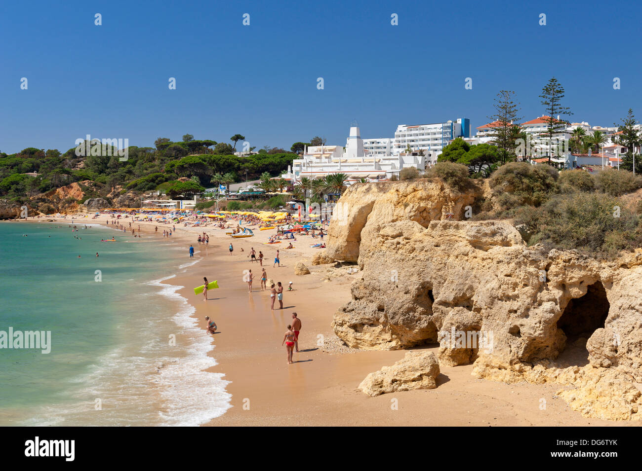 Portugal, the Algarve, Albufeira, Praia da Oura beach in summer Stock ...