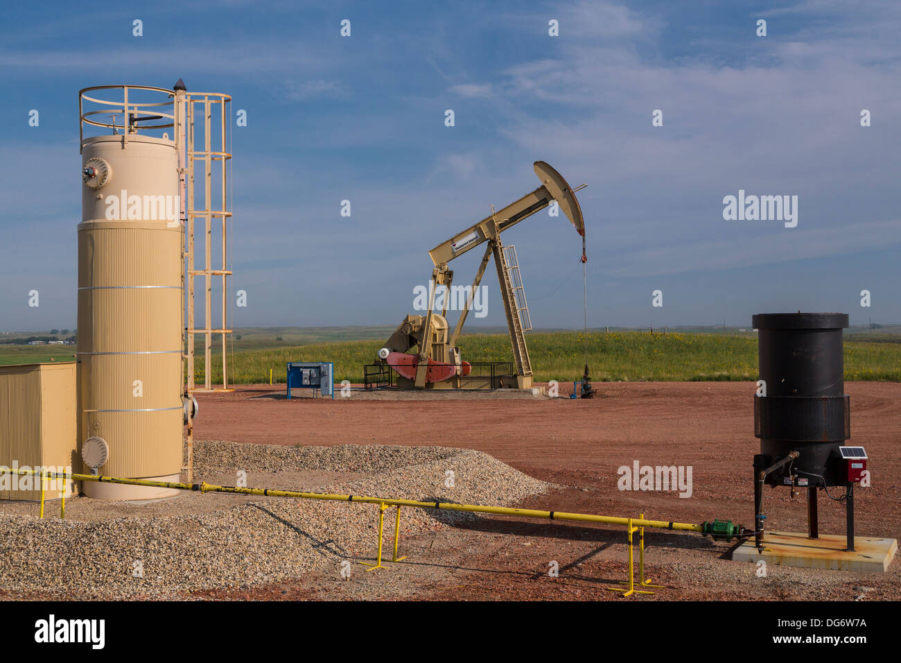 An oil pumper in the Bakken play oil fields near Williston, North ...