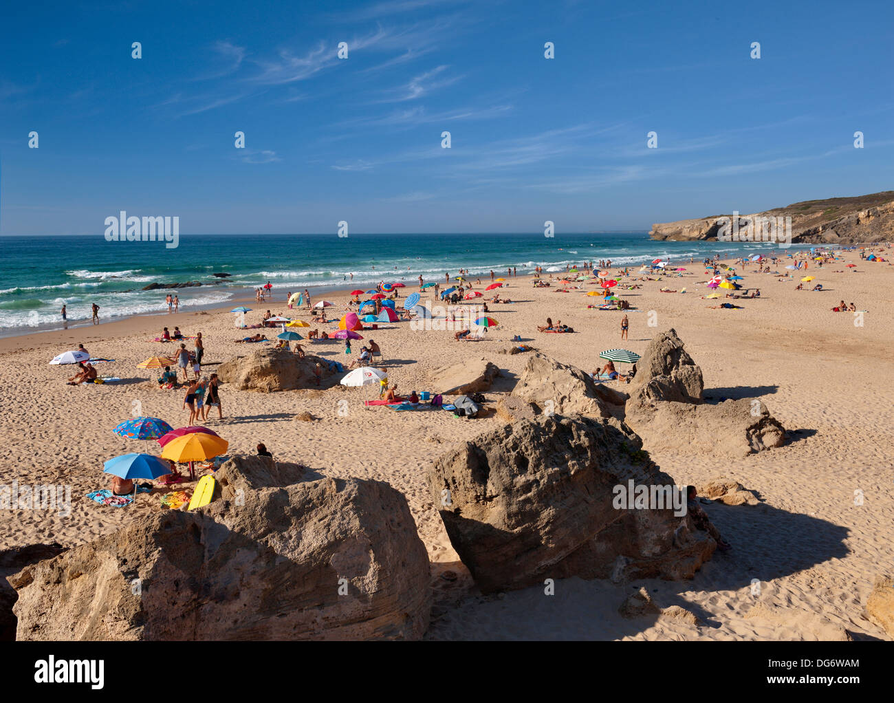 Portugal, the Algarve, the Western Costa Vicentina, Monte Clerigo beach ...