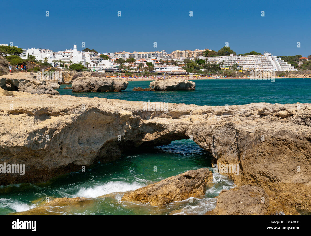 Portugal, the Algarve, Albufeira, Praia da Oura beach in summer Stock ...