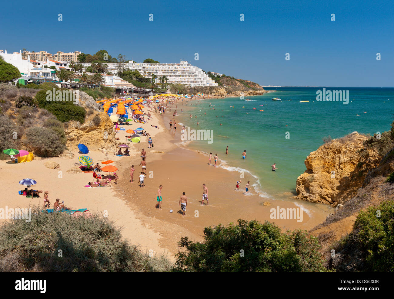 Portugal, the Algarve, Albufeira, Praia da Oura beach in summer Stock ...