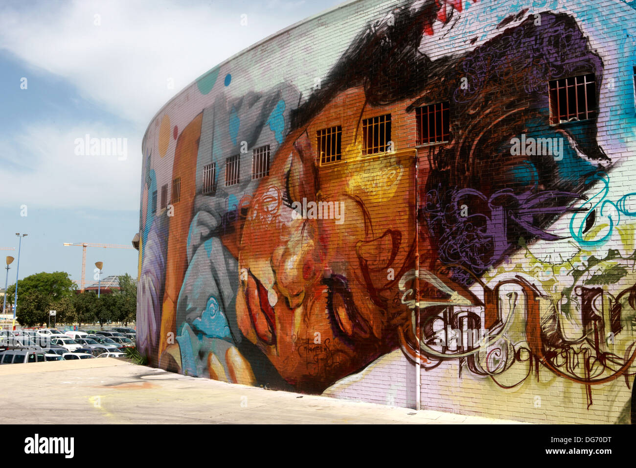 Grafitti mural of the face of a sleeping child Stock Photo - Alamy