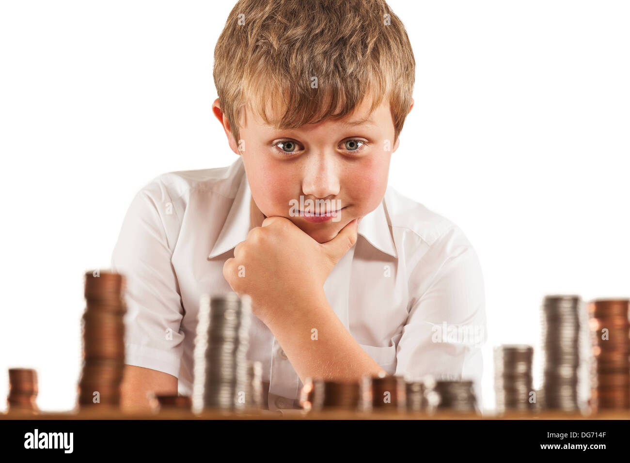 Child counting coins hi-res stock photography and images - Alamy