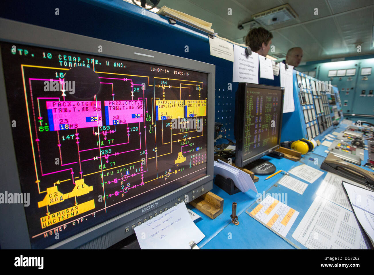 The control room on the Russian research vessel, AkademiK Sergey ...