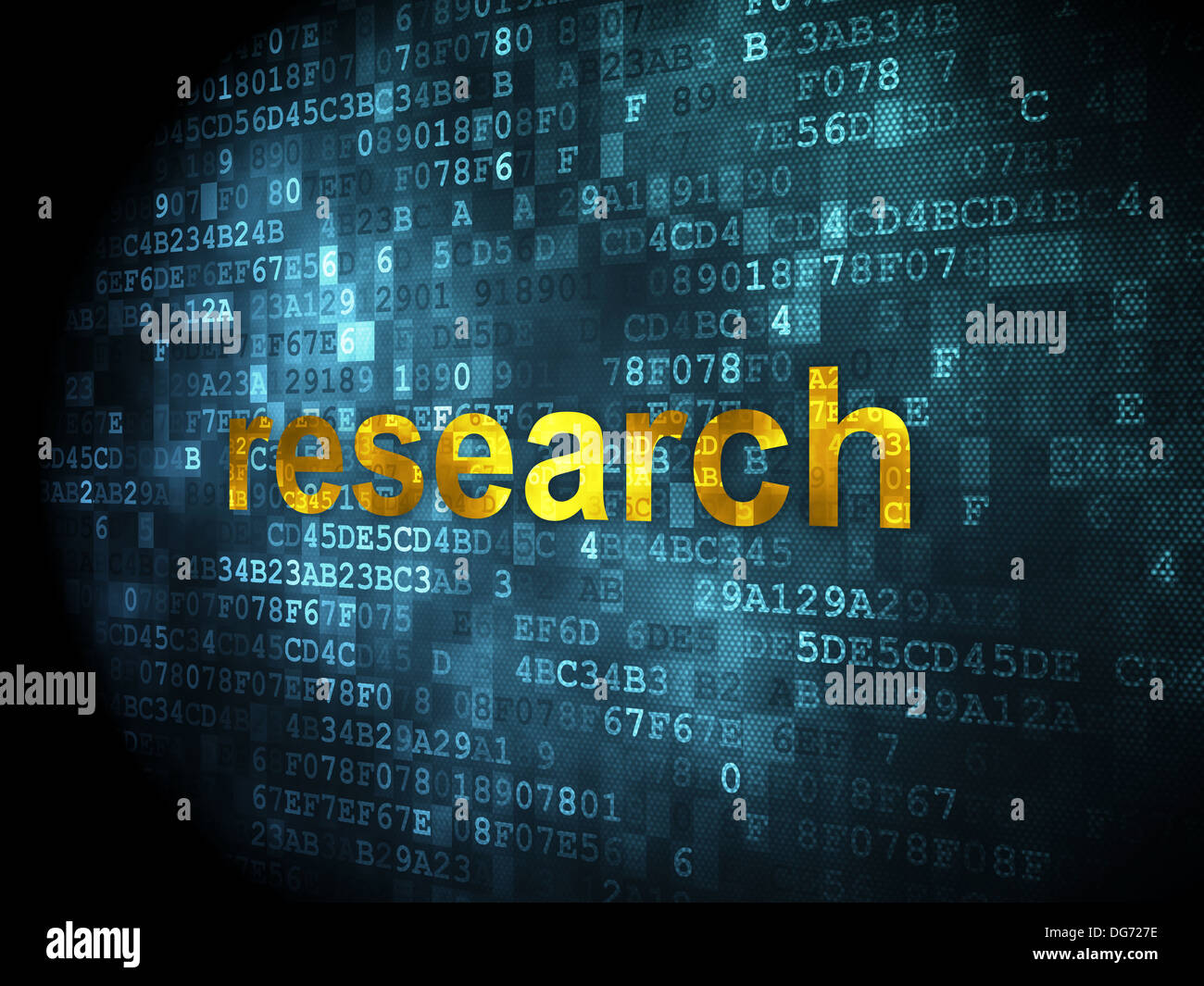 Advertising concept: Research on digital background Stock Photo - Alamy